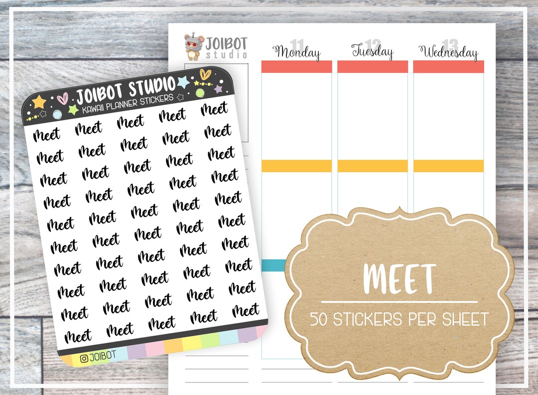 MEET - School Stickers - Kawaii Planner Stickers - Label Stickers ...