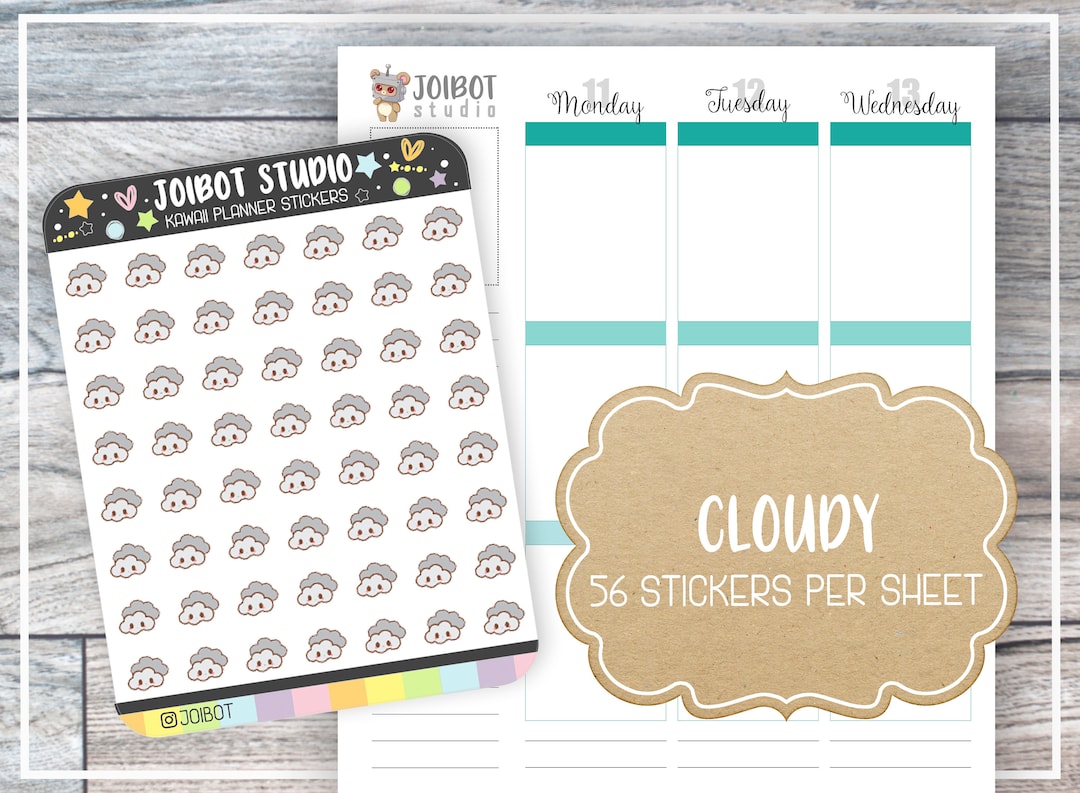 CLOUDY - WEATHER - Kawaii Planner Stickers - Summer Stickers - Journal ...