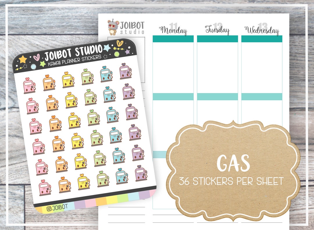 GAS - Kawaii Planner Stickers - Gasoline Station Stickers - Journal ...