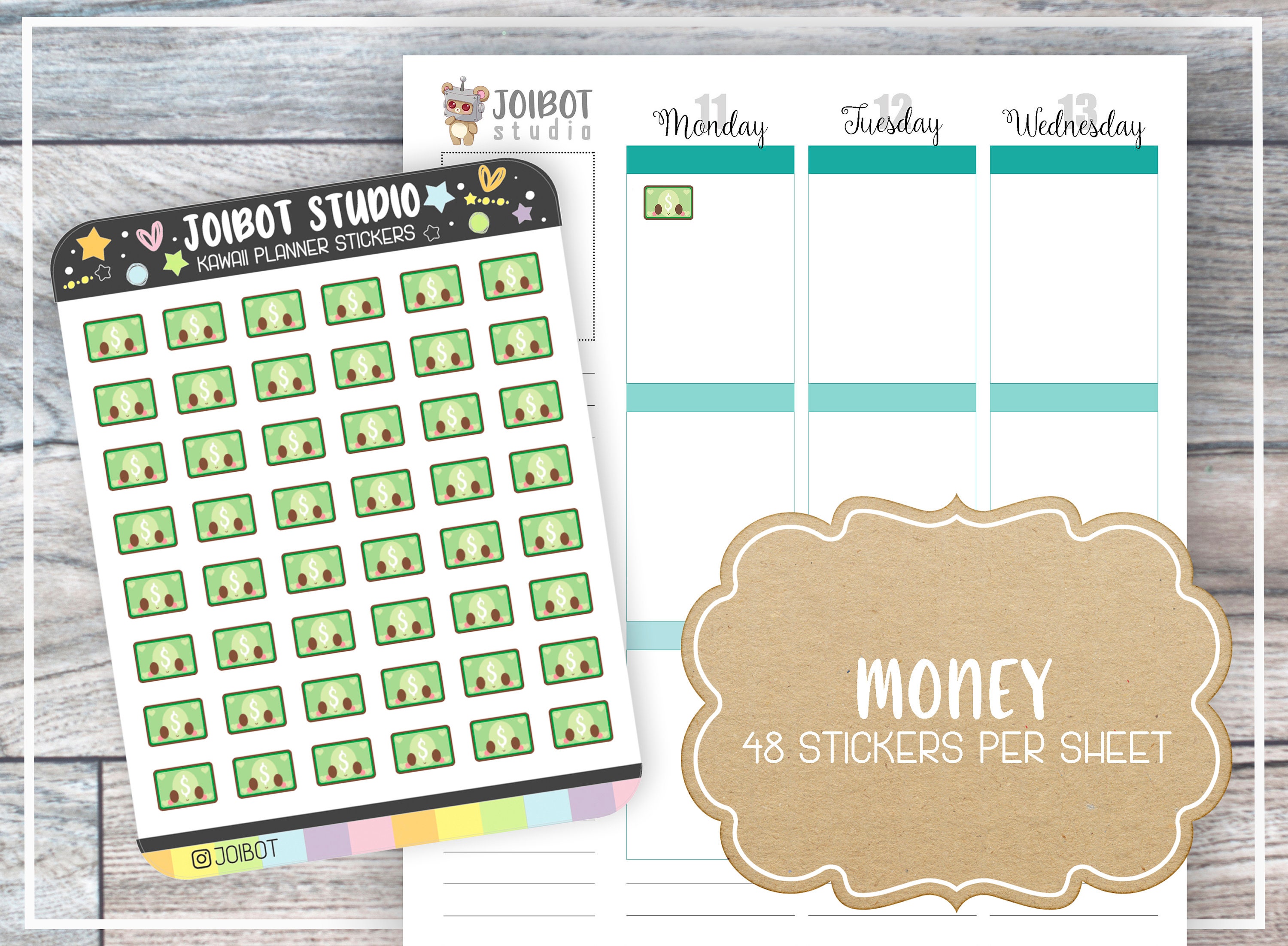 MONEY Kawaii Planner Stickers Pay Day Stickers Paycheck | Etsy