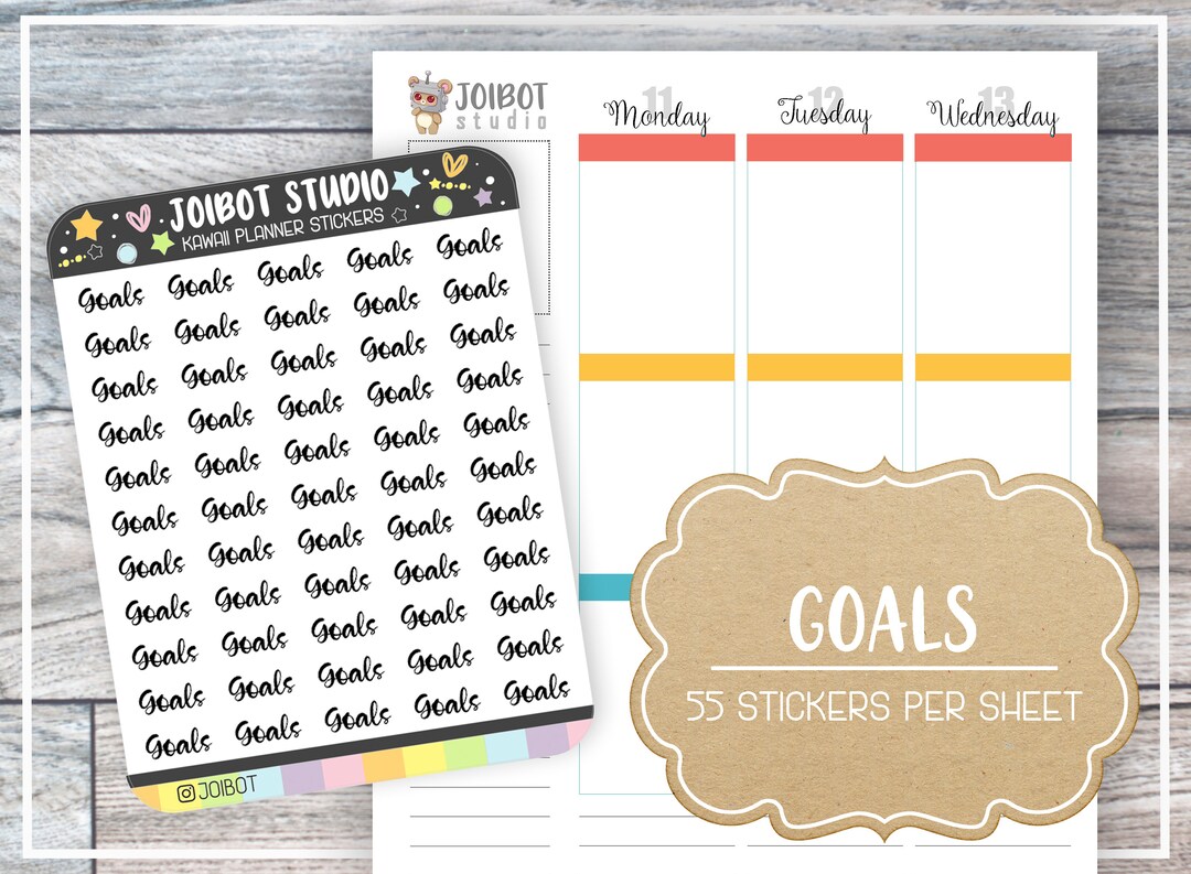 GOALS - Kawaii Planner Stickers - Label Stickers - Journal Stickers ...