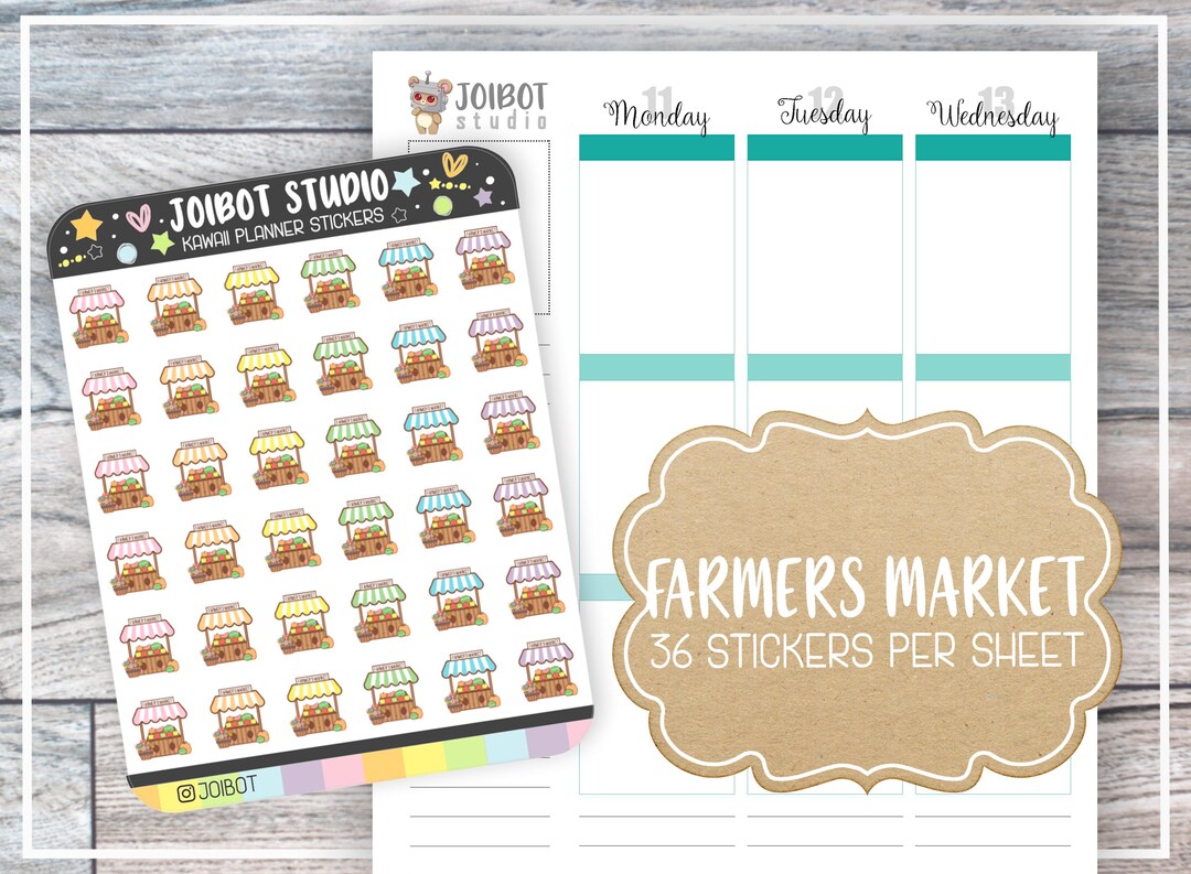 FARMERS MARKET - Kawaii Planner Stickers - Produce Market - Journal ...