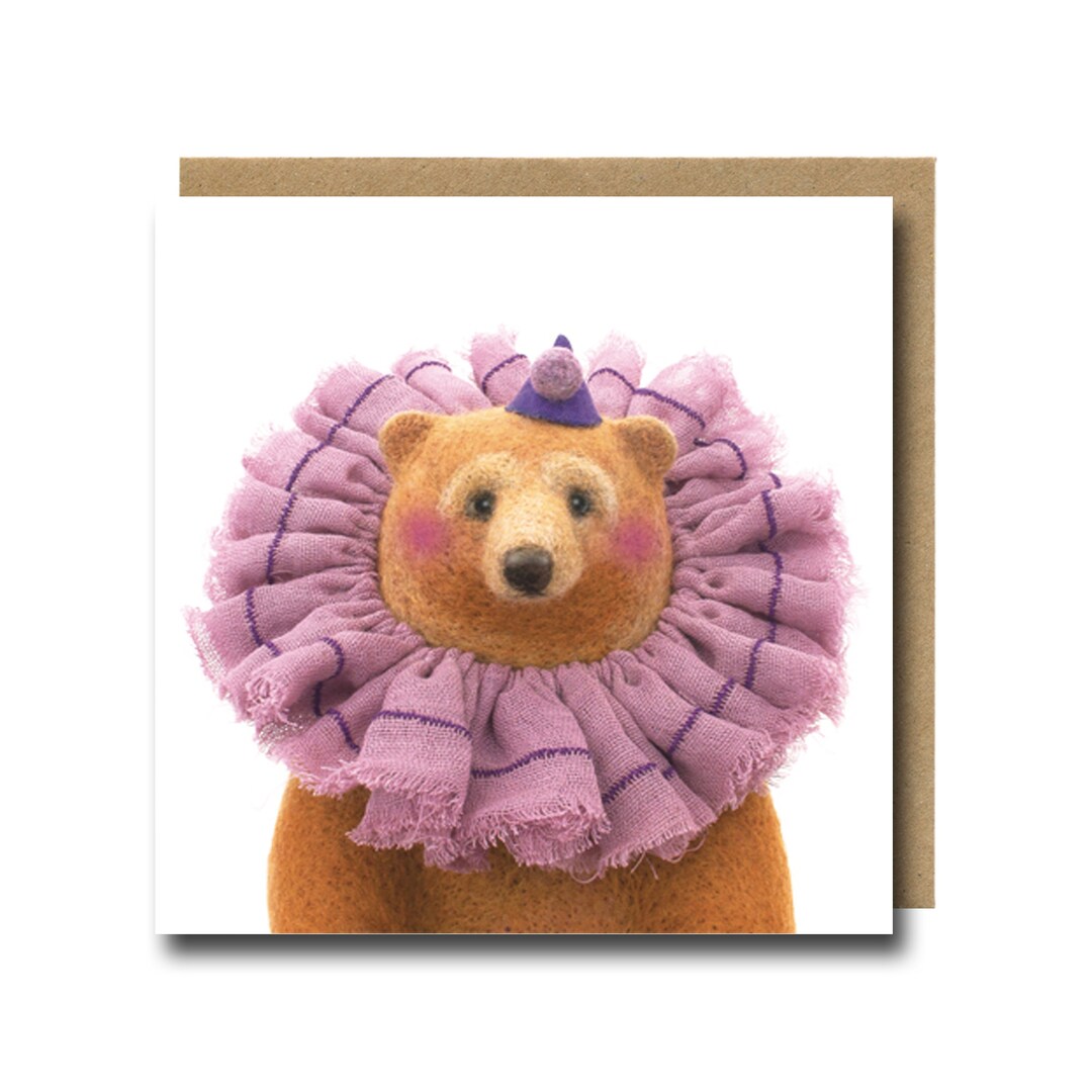 Whimsical Circus Bear Card: Needle Felt Art Print - Etsy UK