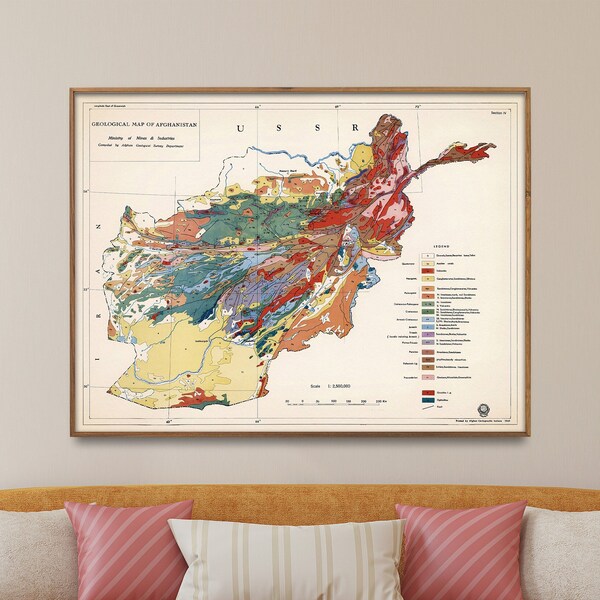 Geologic Map of Afghanistan - Etsy