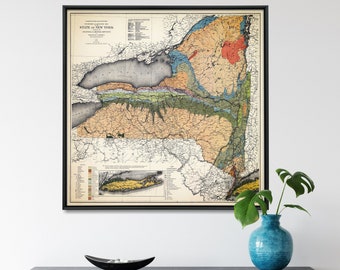 Geologic Map of New York State 1898 Old NY State Geology Atlas Poster ...