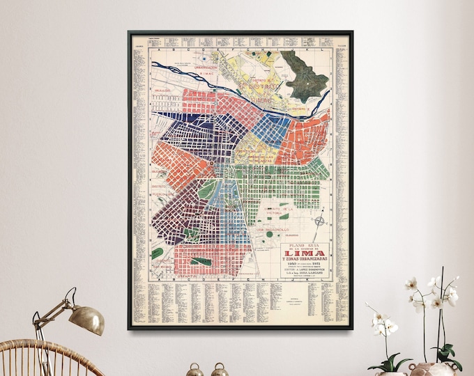 LIMA MAP - High Quality Giclee Print, Minimalist Lima Art Print ...
