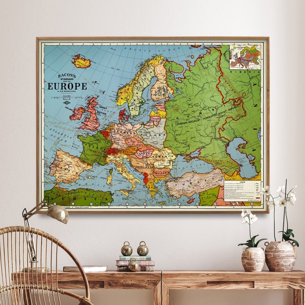 Europe Map Print - Etsy