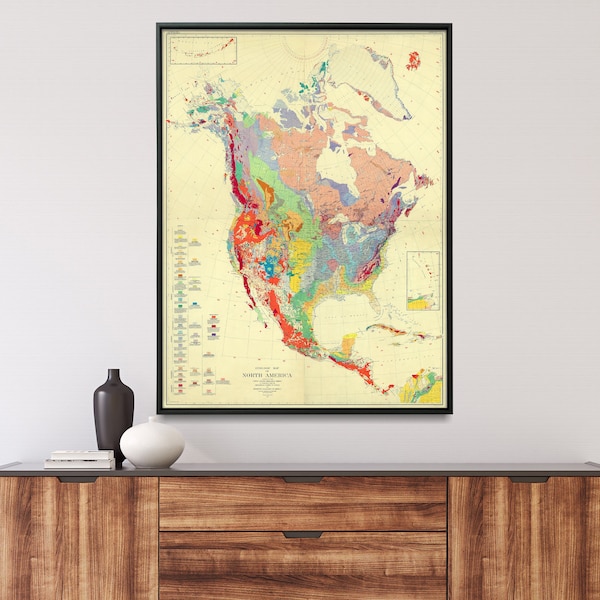 Geologic Map of North America - Etsy