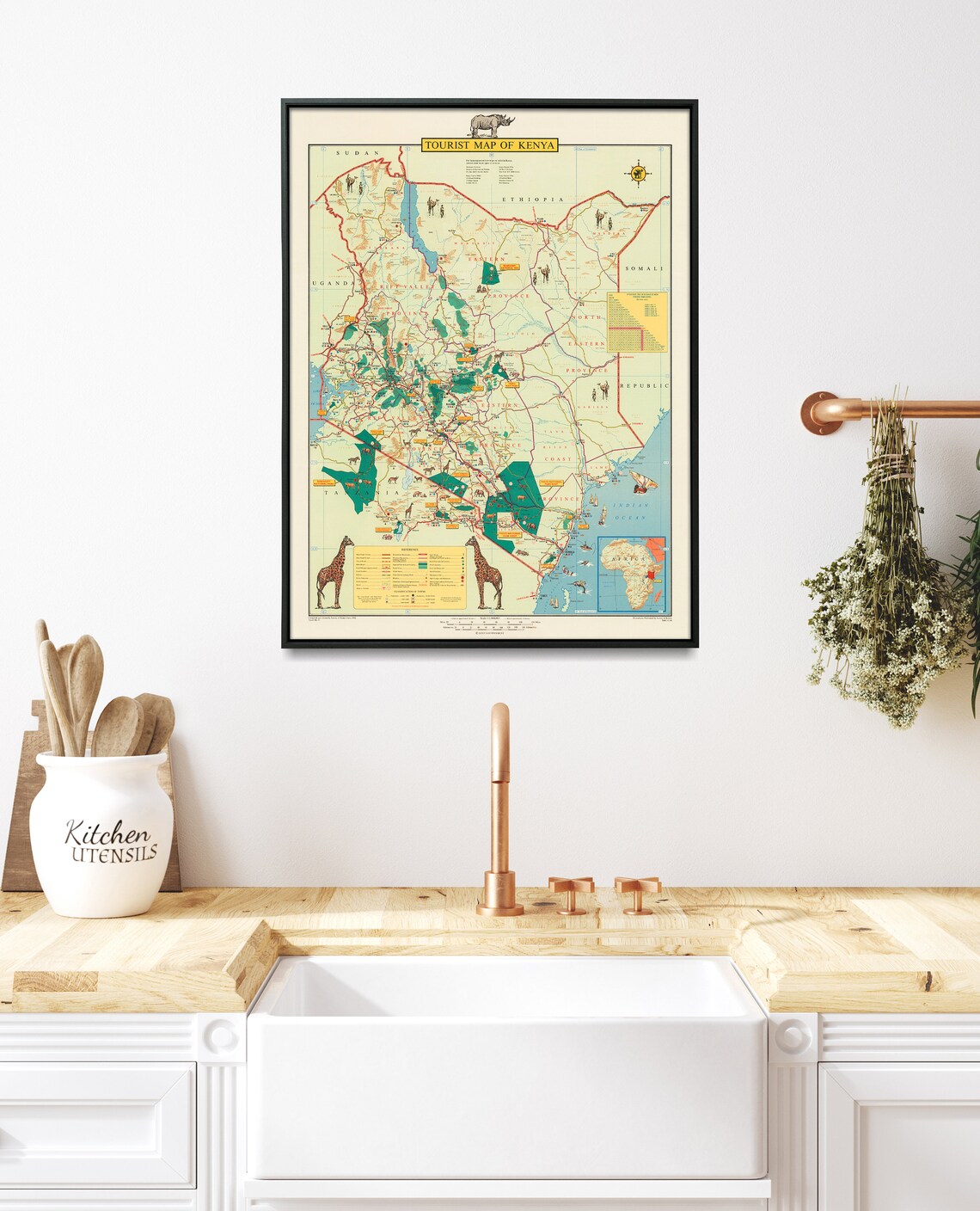 Kenya Map Kenya Poster Map of Kenya Wall Art Vintage Map - Etsy