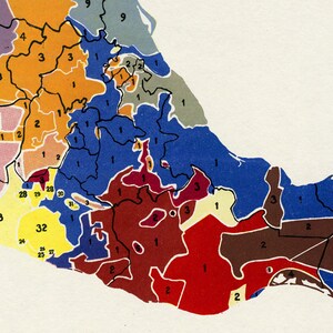 Mexico Indigenous Languages Vintage Map Print| Mexican Indians Map ...