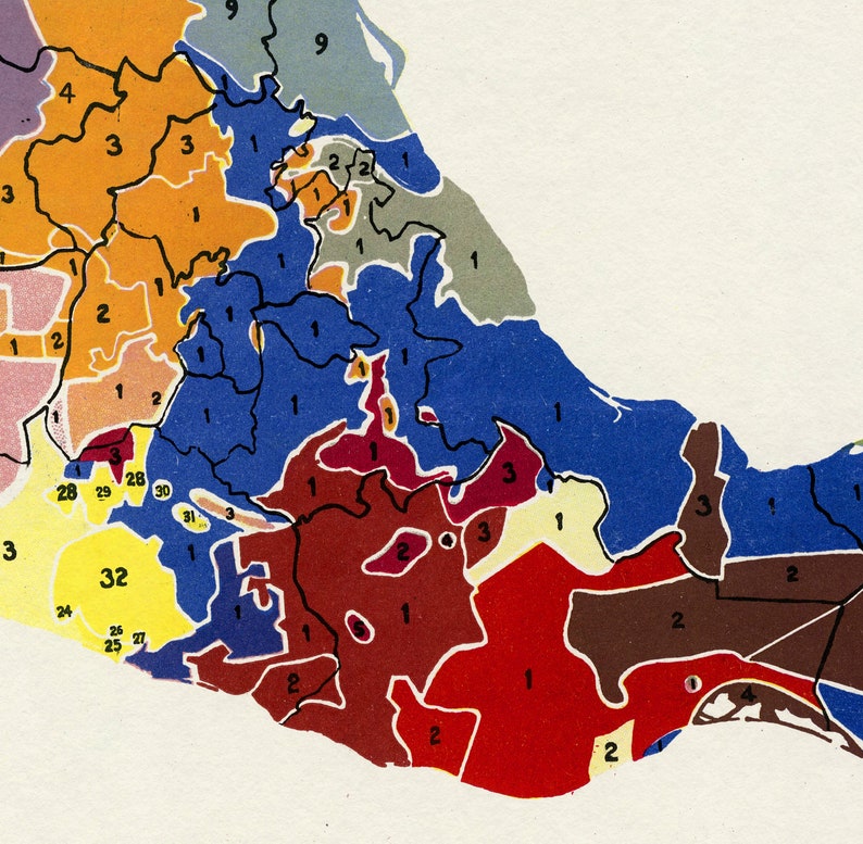 Mexico Indigenous Languages Vintage Map Print Mexican Indians | Etsy