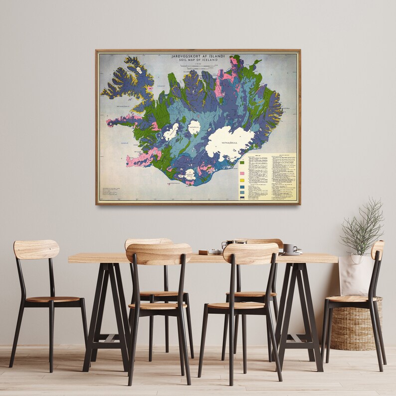 Iceland Map Soil Map of Iceland Geologic Map Iceland Wall - Etsy