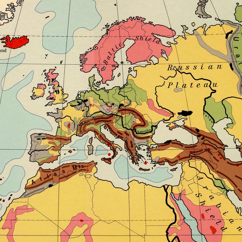 World Geology Structure Map Map of the Word Geology Map - Etsy