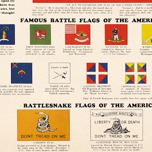 American Revolution Flags: Vintage Flags Chart Print, Patriotic Wall ...