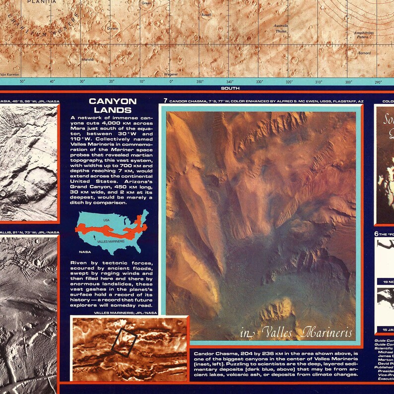 NASA Vintage Mars Chart Print Mars Map Poster Martian - Etsy