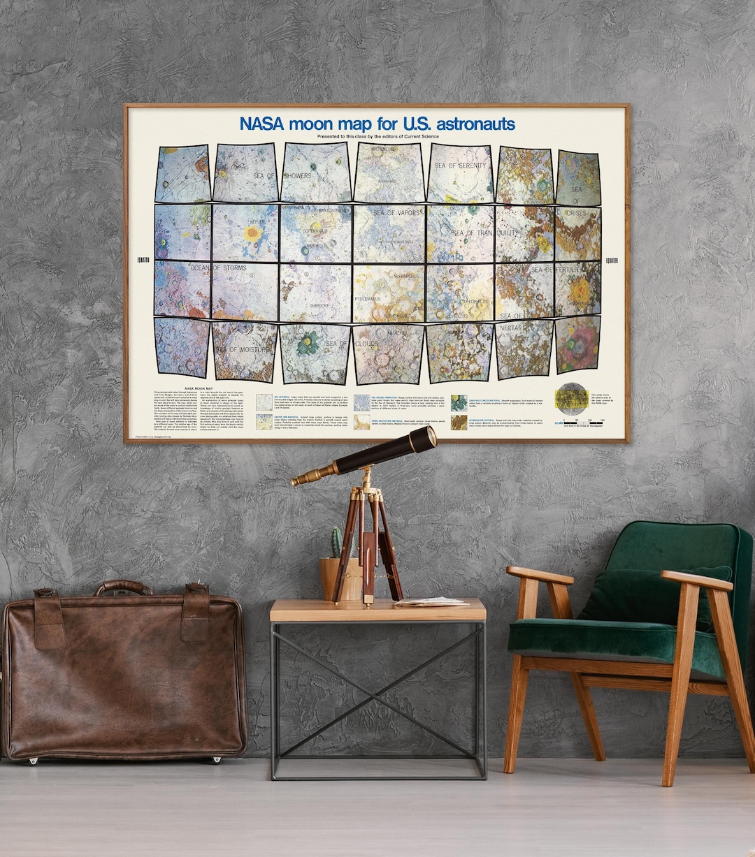 Vintage NASA Moon Map Print: US Astronauts, Lunar Wall Art - Etsy UK
