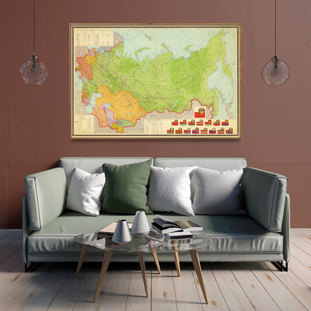 Soviet Union Vintage Map Print| 1965 Ussr Map Poster| Russia Home Decor ...