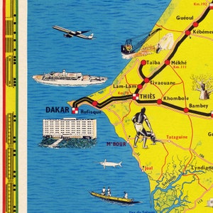 Senegal Vintage Map Print| Railroads Map Poster| African Safari Wall ...