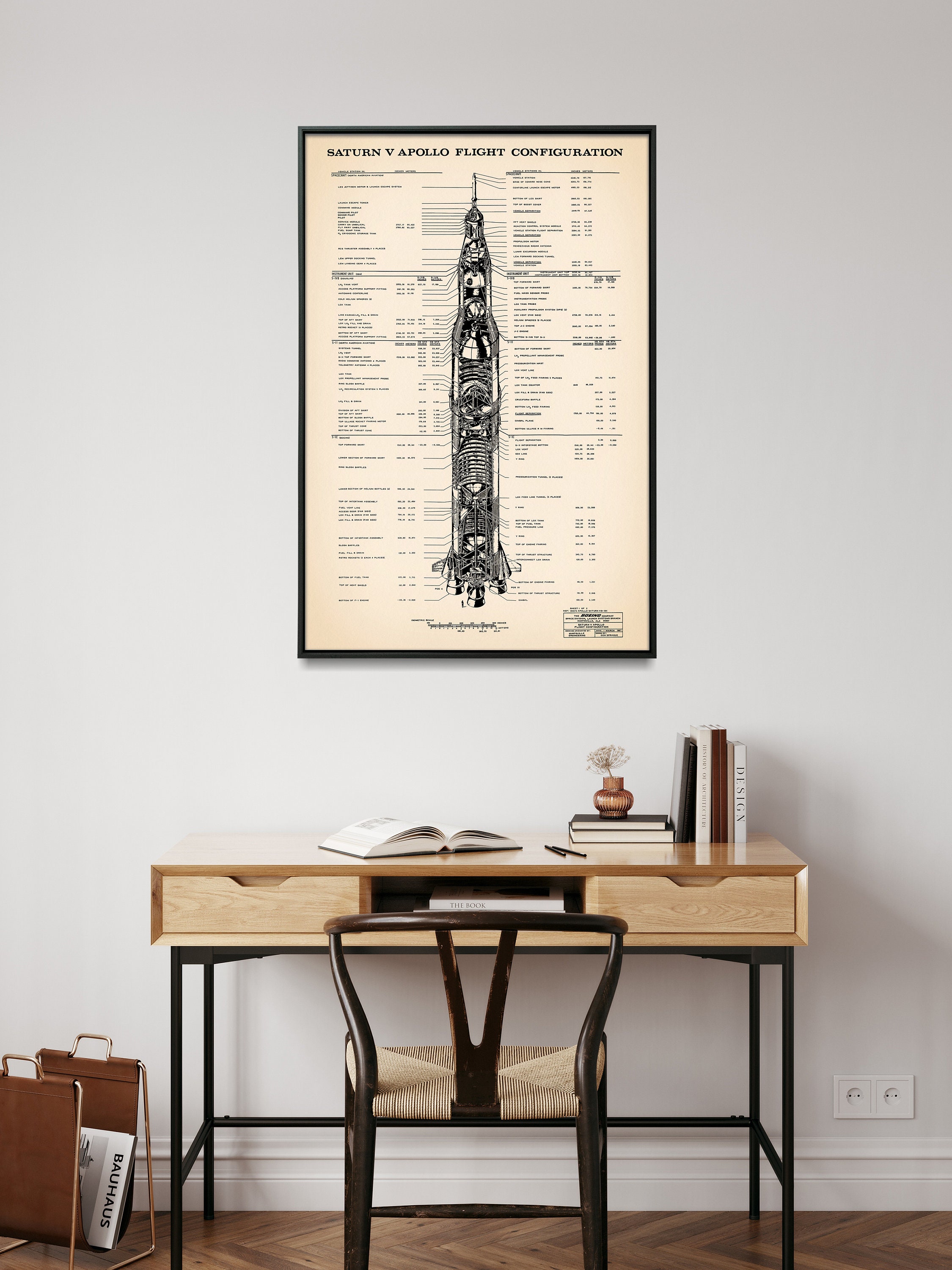 Saturn V Rocket Configuration Vintage Chart Print| NASA Poster| Space ...