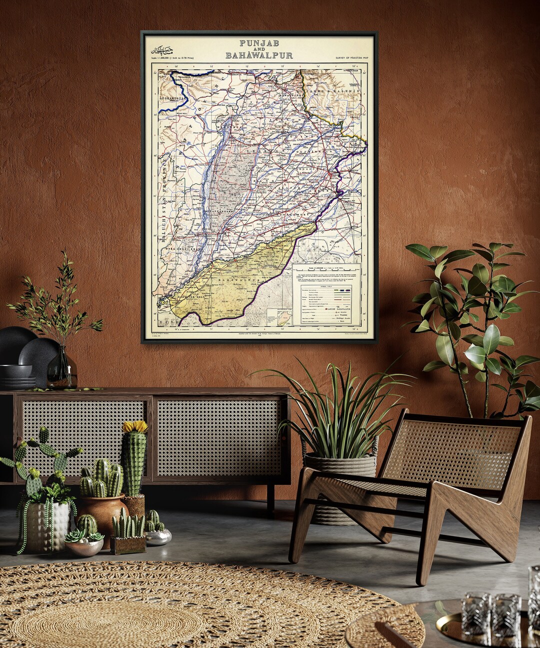 Punjab and Bahawalpur Map| Pakistan Map| Punjab Gift| Pakistan Print ...