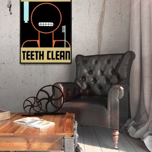 Keep Your Teeth Clean - Vintage Poster Print, Bathroom Wall Art, Mid ...
