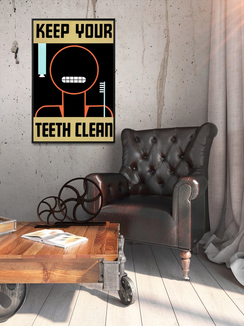 Keep Your Teeth Clean Vintage Poster Print Bathroom Wall | Etsy