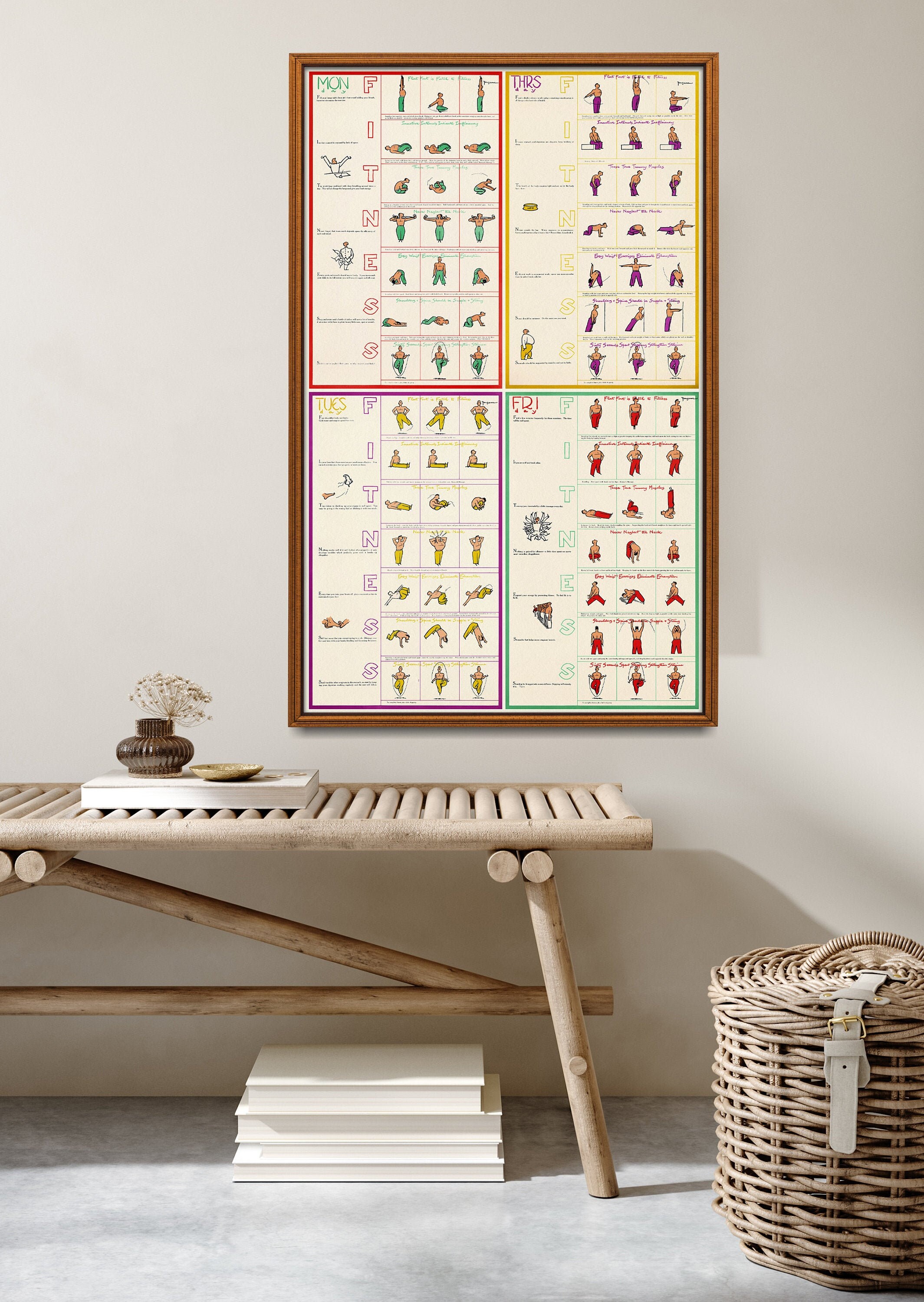 Vintage Exercise Poster Gym Wall Art Fitness Gift Physical - Etsy