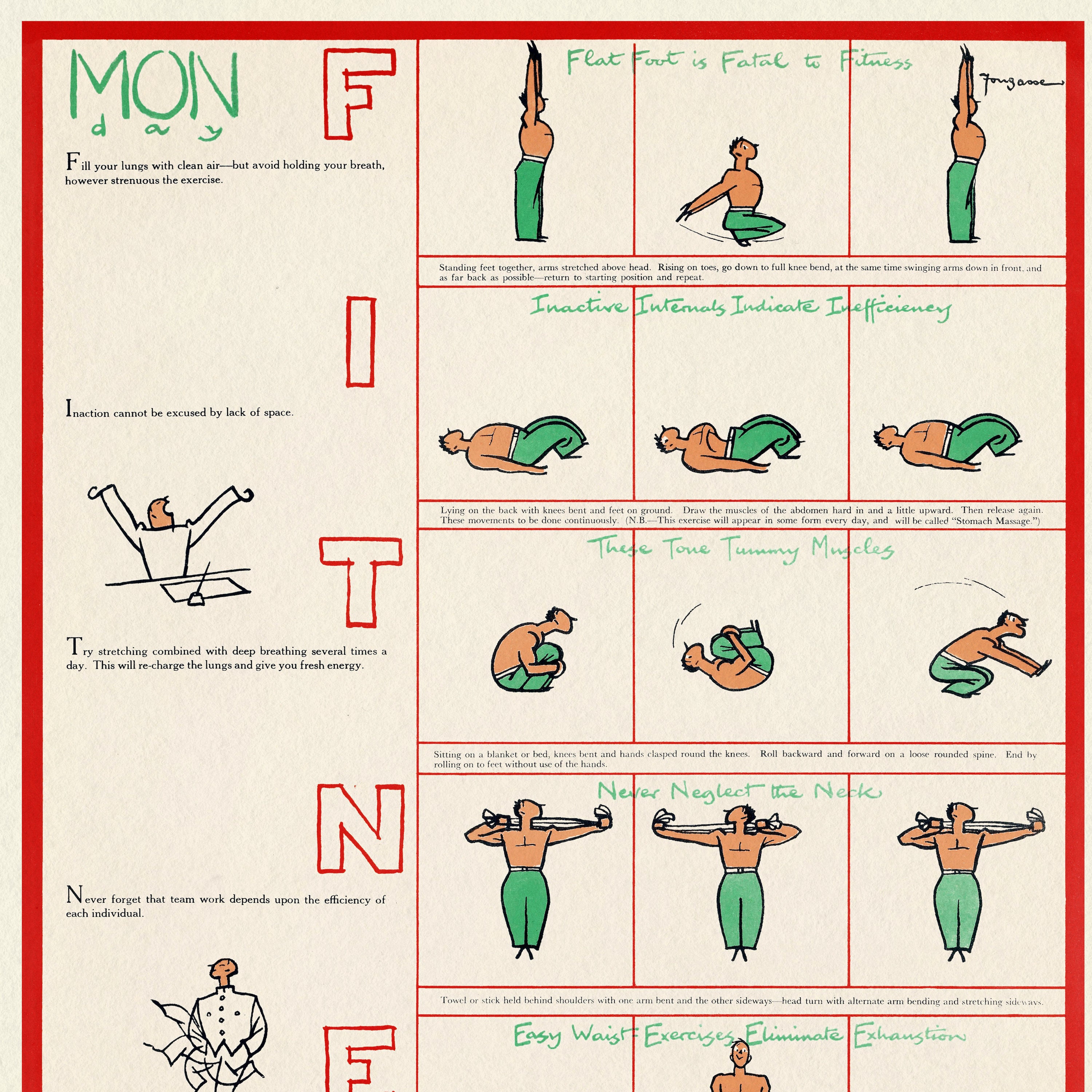 Vintage Exercise Poster Gym Wall Art Fitness Gift Physical - Etsy