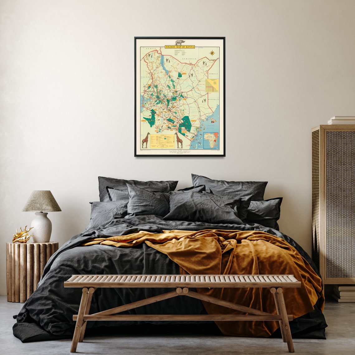 Kenya Map Kenya Poster Map of Kenya Wall Art Vintage Map - Etsy