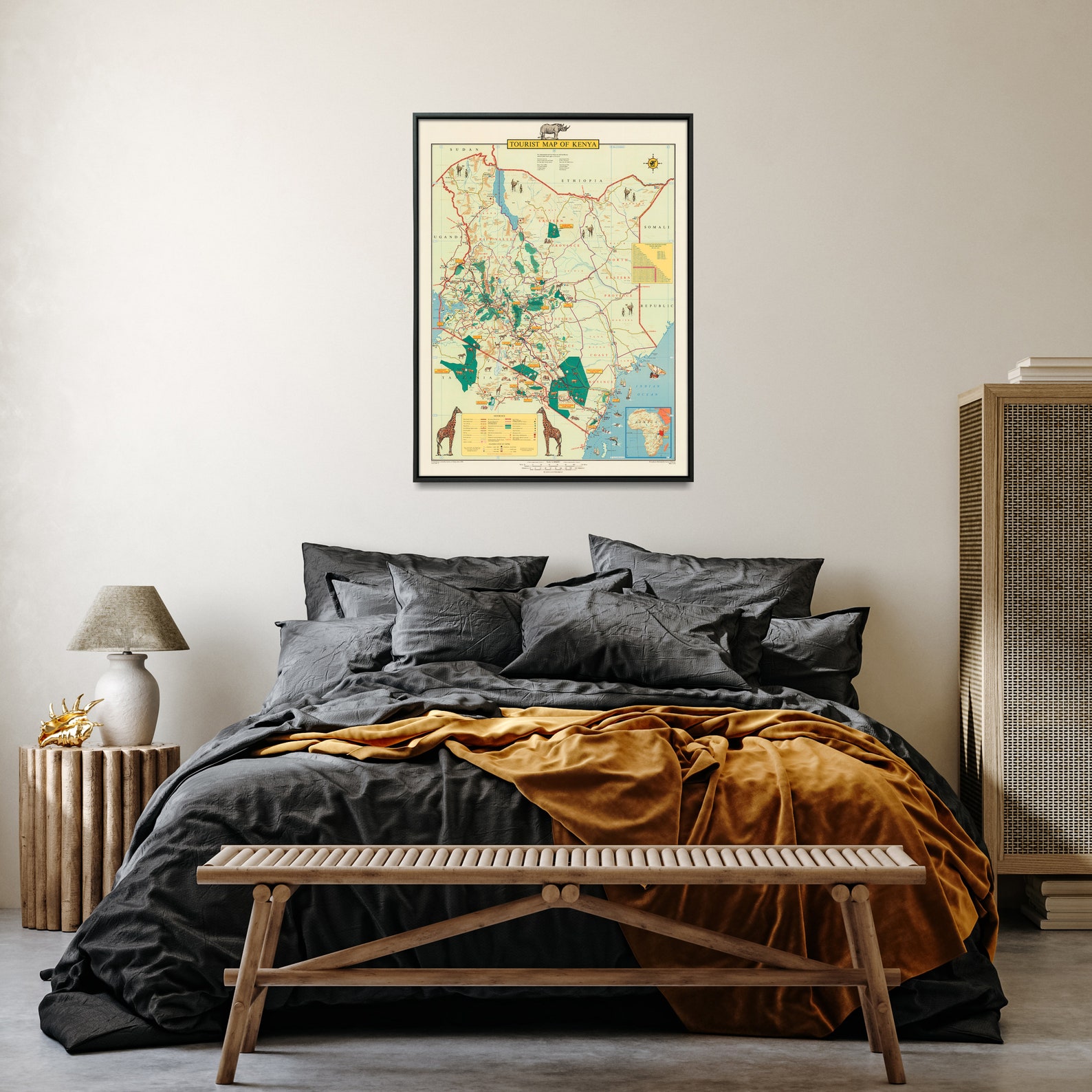 Kenya Map Kenya Poster Map of Kenya Wall Art Vintage Map - Etsy