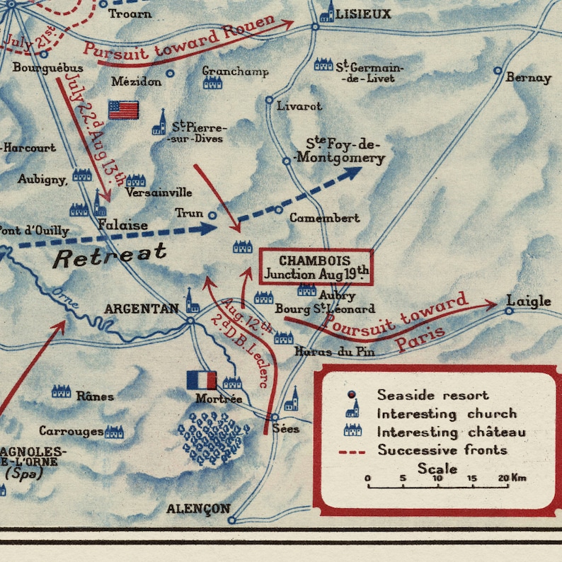 Normandy Invasion 1944 D Day Vintage Map Print World War 2 - Etsy