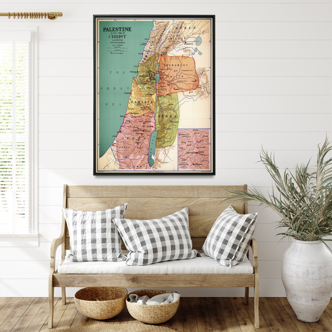 Vintage Palestine Map Print: Biblical Israel, Gospels Wall Art - Etsy
