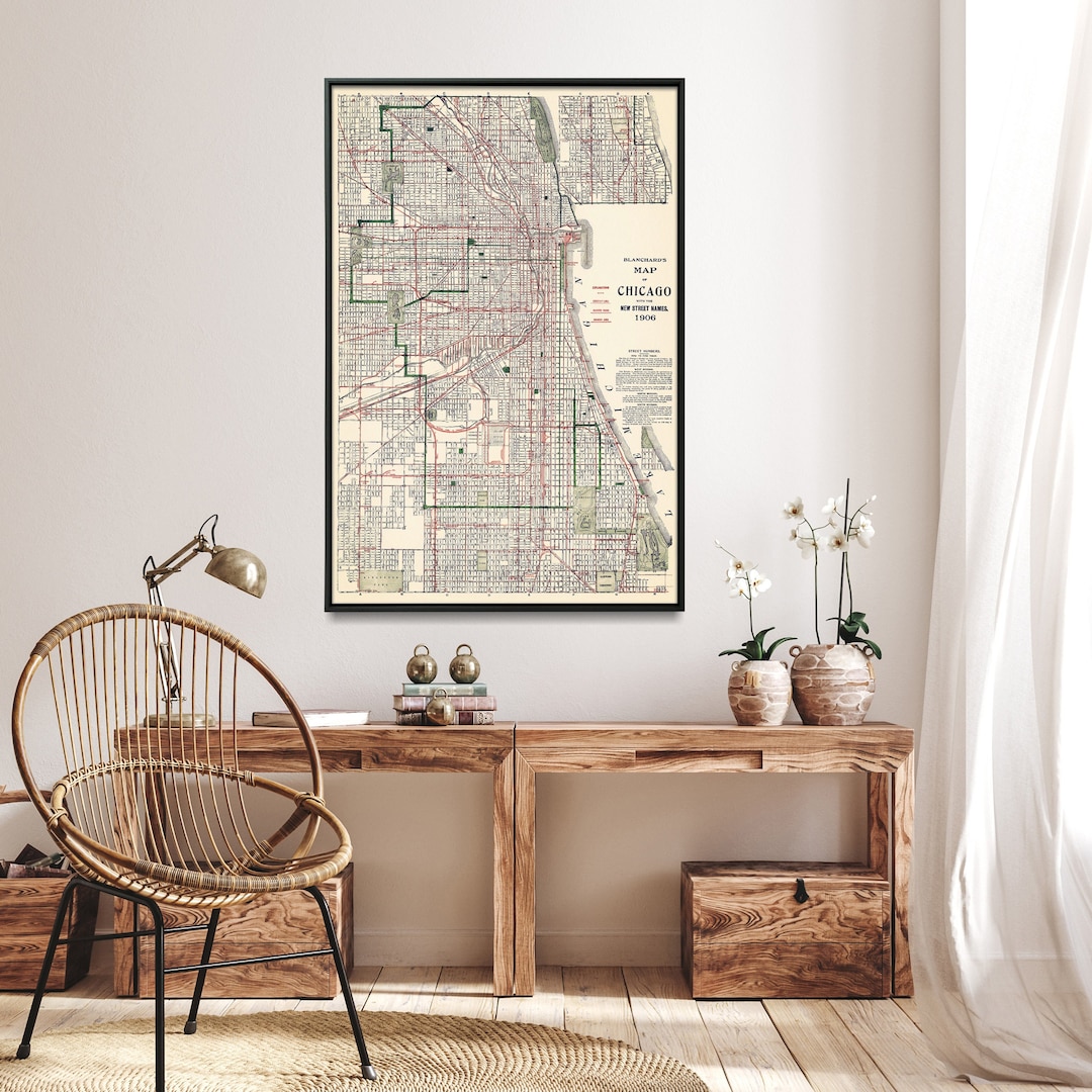 Chicago Vintage Map Print, Street Map Poster, Wall Art Home Gift - Etsy