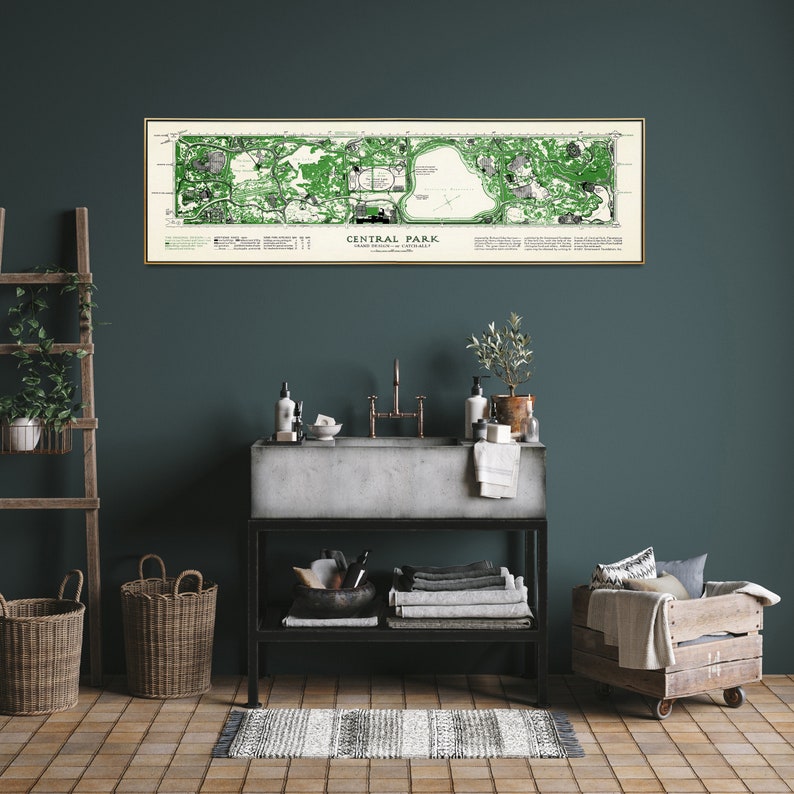 Central Park Map New York City Long Narrow Wall Art NY | Etsy