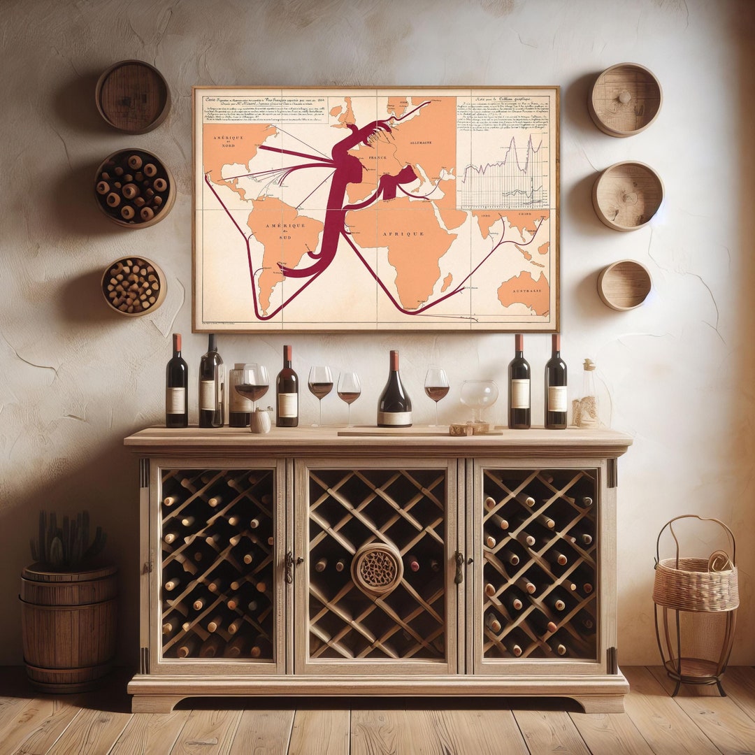 French Wines: 1864 Exports - Vintage Chart Print, Wine Infographic Wall ...