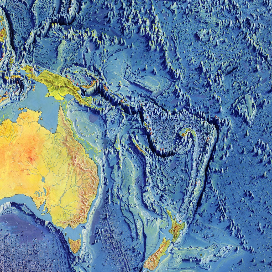 World Ocean Floor Map Large World Map Ocean Wall Art Ocean - Etsy