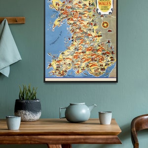 Wales Vintage Map Print| Cymru Am Byth Poster| Home Gift Wall Art - Etsy