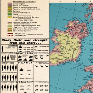 WW2: Military Map of Europe Vintage Map Print, Wall Art Home Gift - Etsy