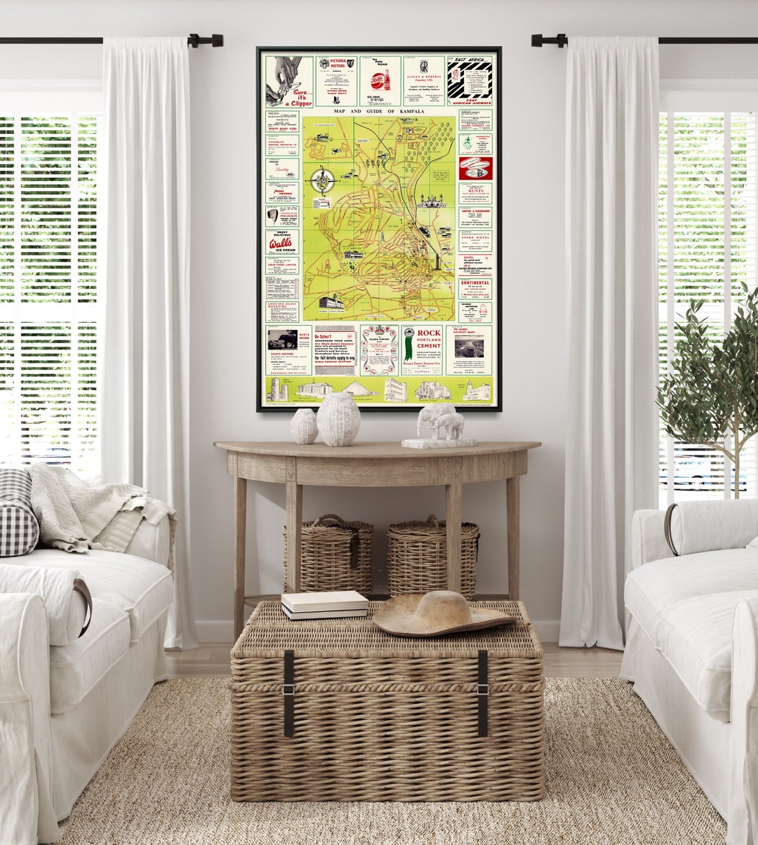 Kampala Vintage Map Print| Kampala Poster Print| Uganda Gifts| Old Map ...