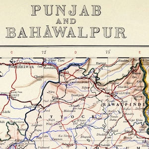 Punjab and Bahawalpur Map| Pakistan Map| Punjab Gift| Pakistan Print ...