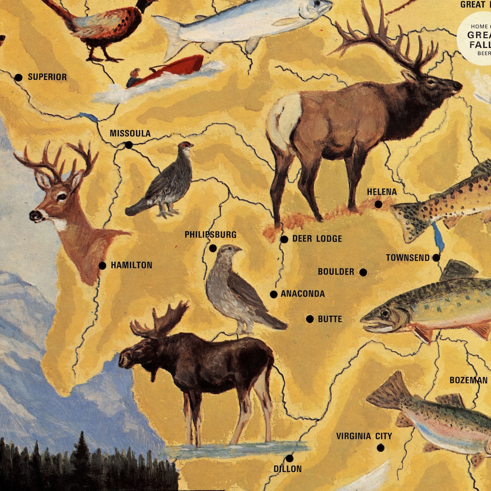 Hunting and Fishing Map of Montana Pictorial Map Hunter - Etsy
