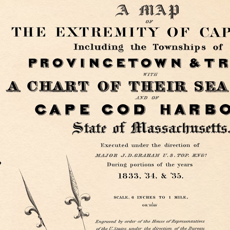 Massachusetts: Extremity of Cape Cod - Vintage Nautical Map,wall Art ...