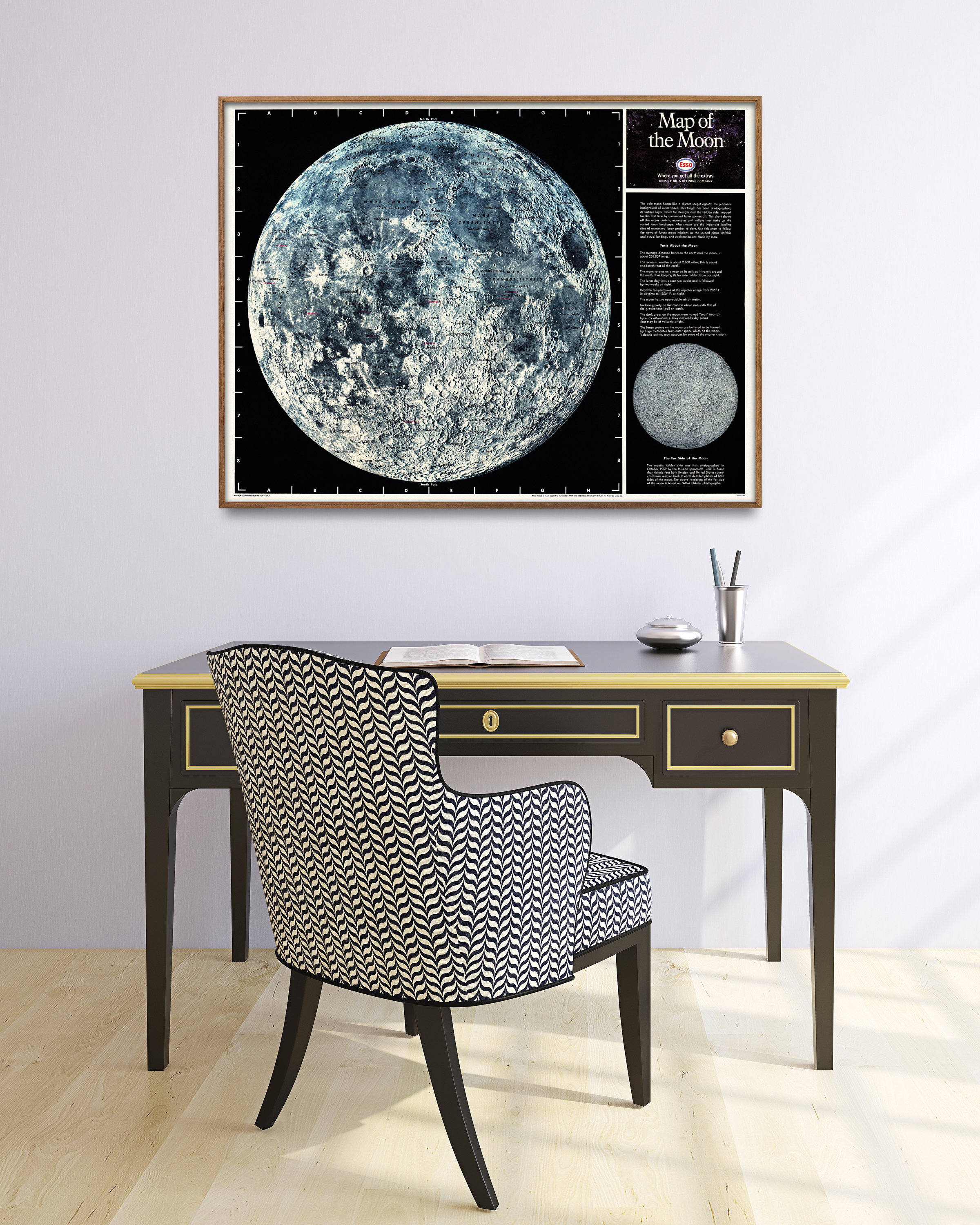 Map of the Moon Vintage Print Lunar Map Poster Home Gift - Etsy