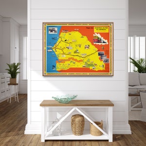 Senegal Vintage Map Print| Railroads Map Poster| African Safari Wall ...