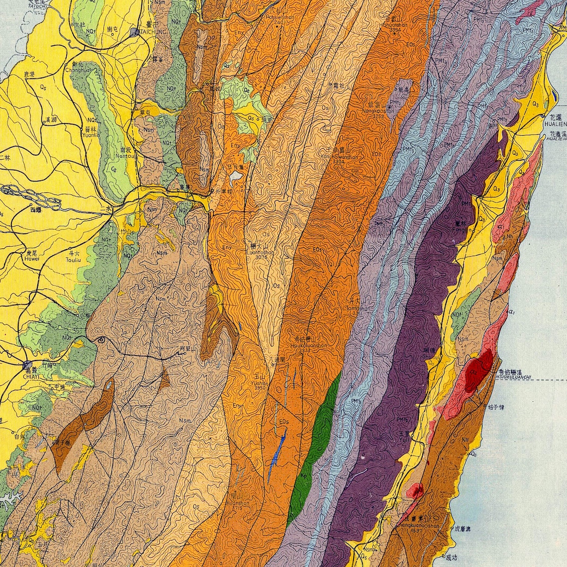 Geological Map of Taiwan Geologic Taiwan Map Geology Map - Etsy