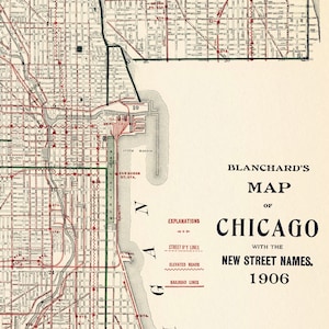 Chicago Vintage Map Print, Street Map Poster, Wall Art Home Gift - Etsy