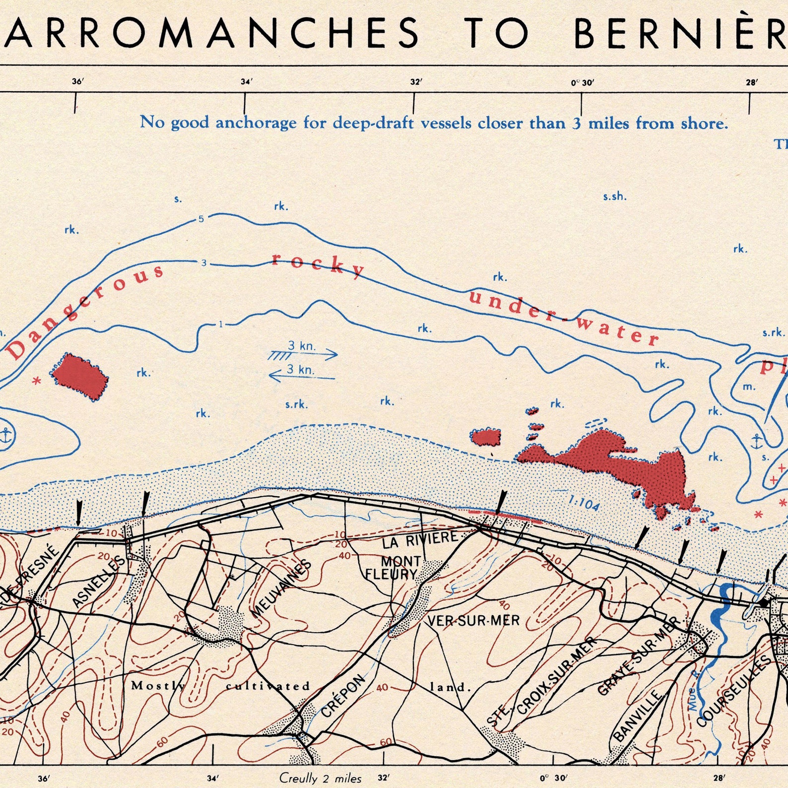 Normandy Beach Map D Day Map Normandy Invasion 1944 World - Etsy