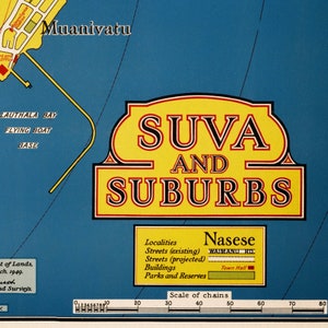 Suva, Fiji Vintage Map Print| Colorful Map Poster| Wall Art Home Gift ...