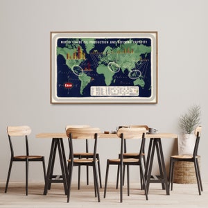 World Crude Oil Production Vintage Chart Print Mid Century Petroleum ...