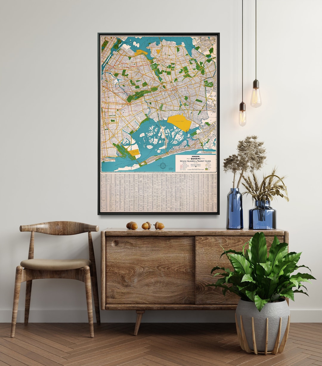 Queens NY Vintage Map Print, Queens Subway Map Poster, Wall Art Home ...